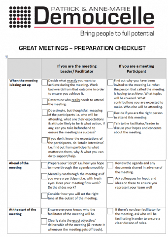 Great Meetings Checklist - Demoucelle